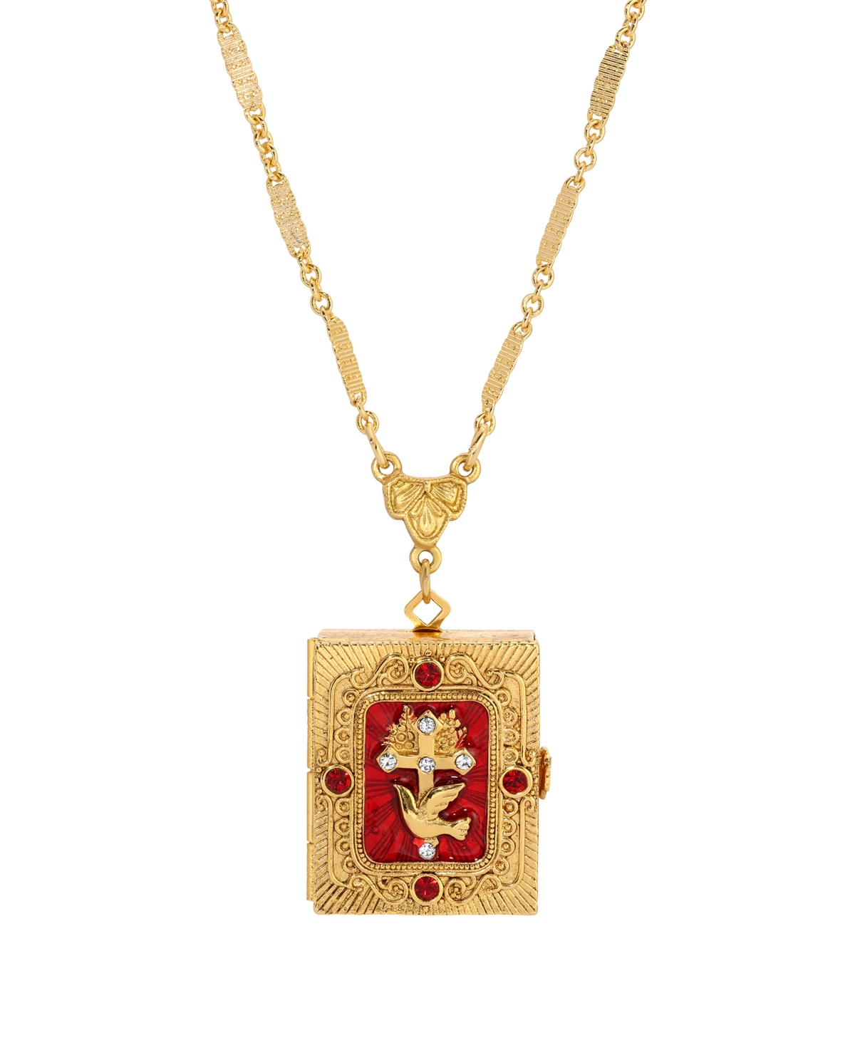 Click here for Symbols of Faith Gold Tone Red Enamel Cross Locket... prices