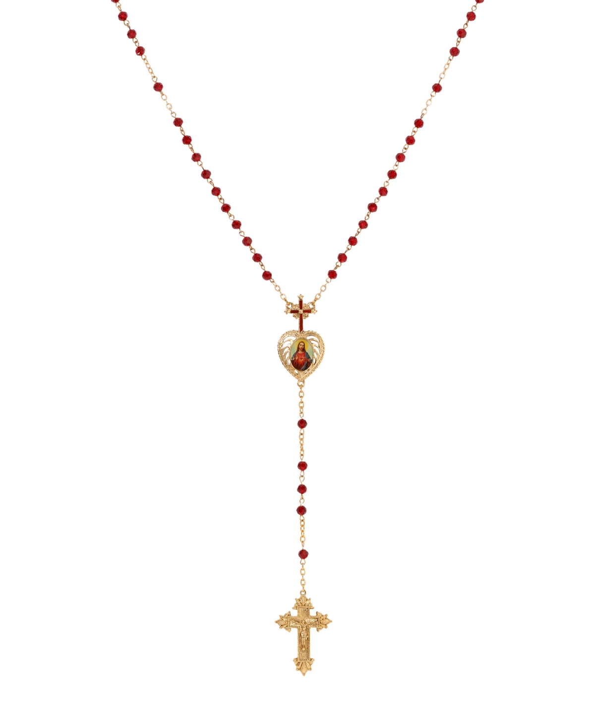 Click here for Symbols of Faith Gold-Tone Siam Bead Jesus Decal R... prices