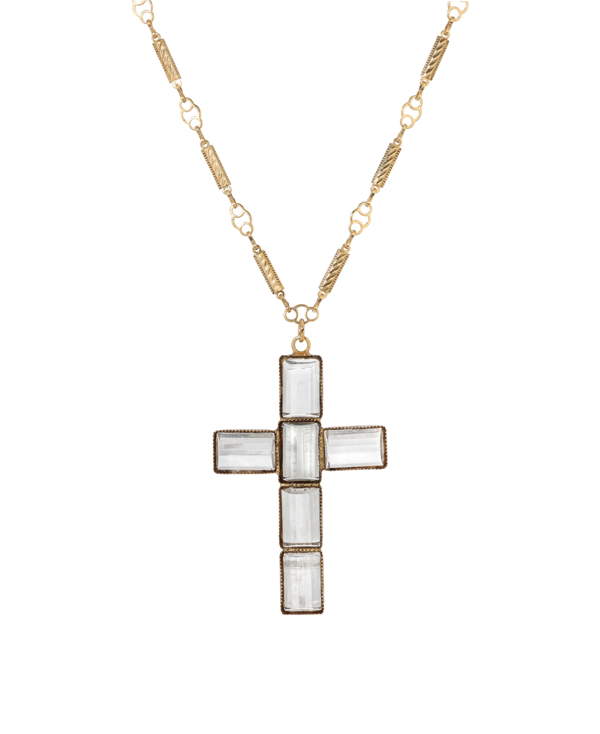 Click here for Symbols of Faith Gold Dipped Crystal Cross Necklac... prices
