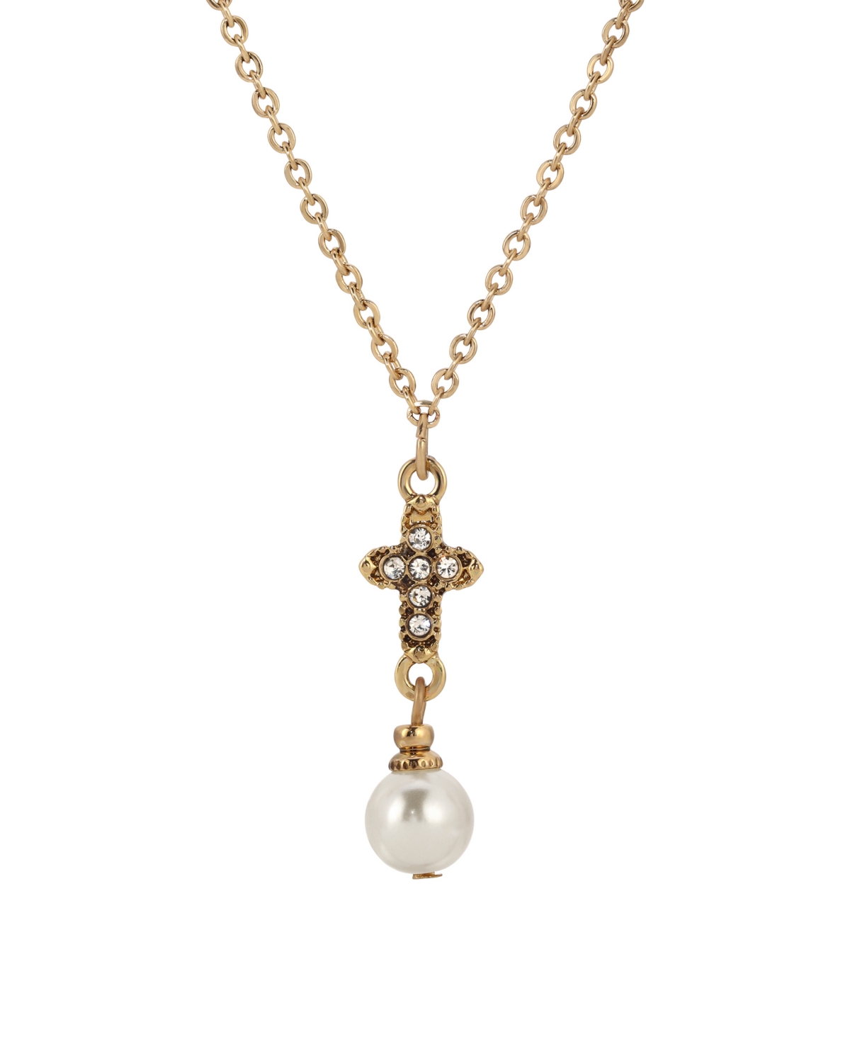 Click here for Symbols of Faith Gold-Tone Crystal Cross with Imit... prices
