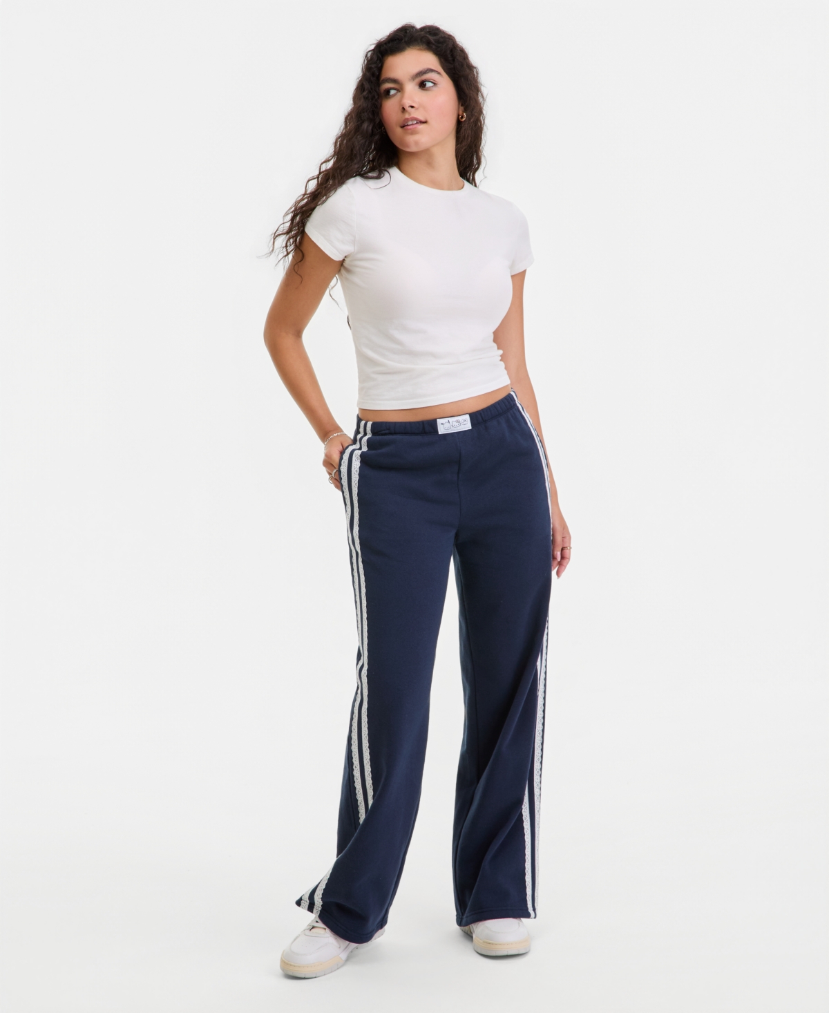 Click here for Love Tribe Juniors Lace-Stripe Jersey Pull-On Pant... prices