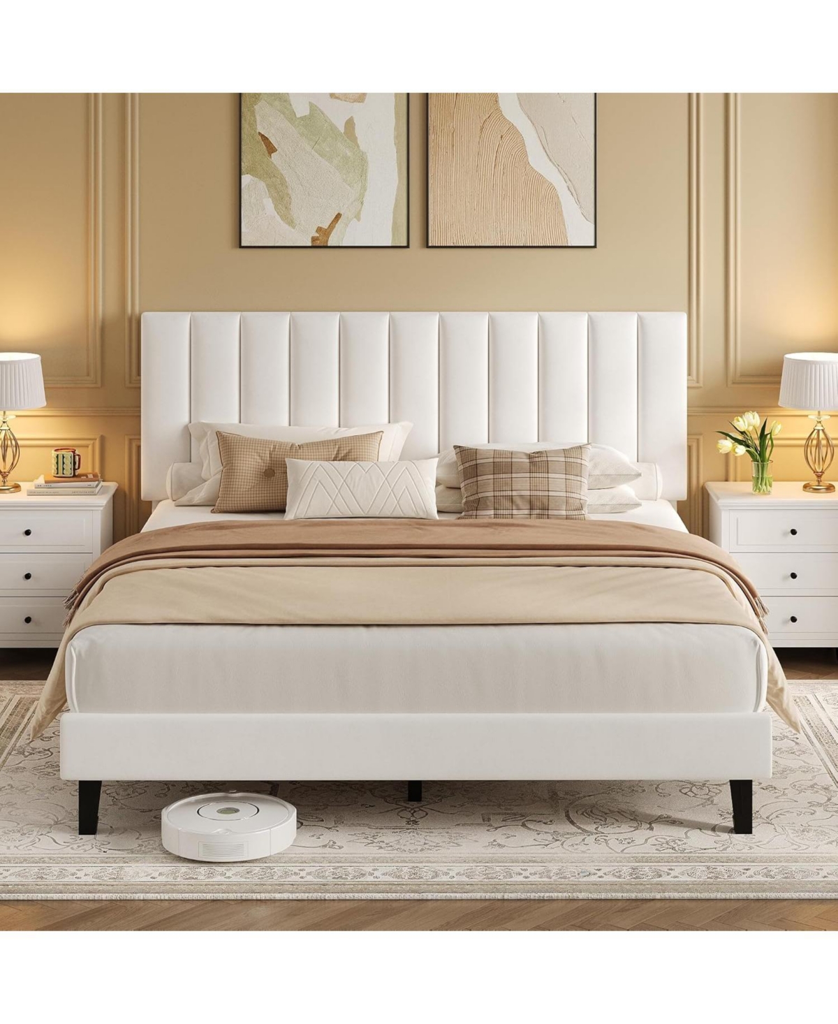 Click here for gaomon Full Upholstered Vertical Channel Tufted Ad... prices