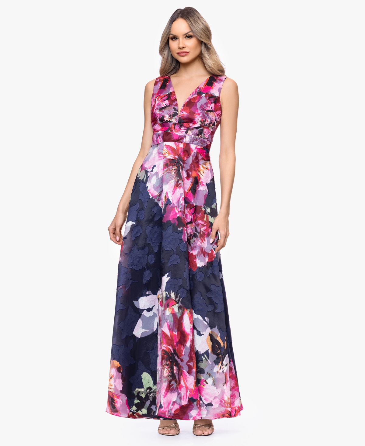 Click here for Betsy & Adam Womens V-Neck Burnout Floral Dress -... prices