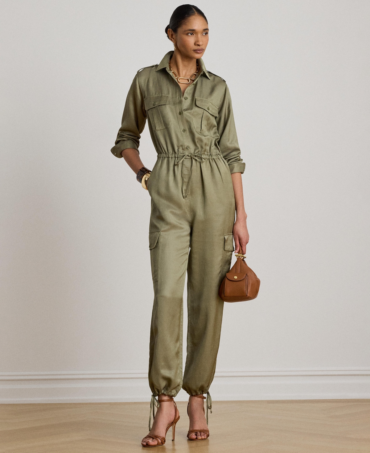 Click here for Lauren Ralph Lauren Womens Spread Collar Shantung... prices
