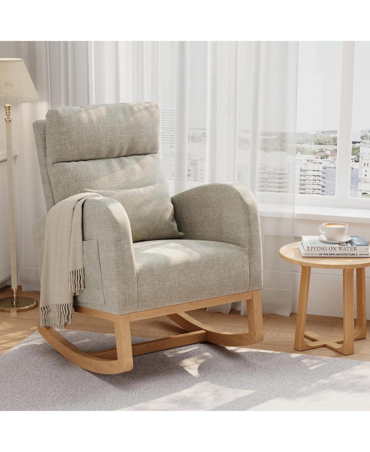 Click here for gaomon Linen Rocking Chair  Modern Nursery Glider... prices