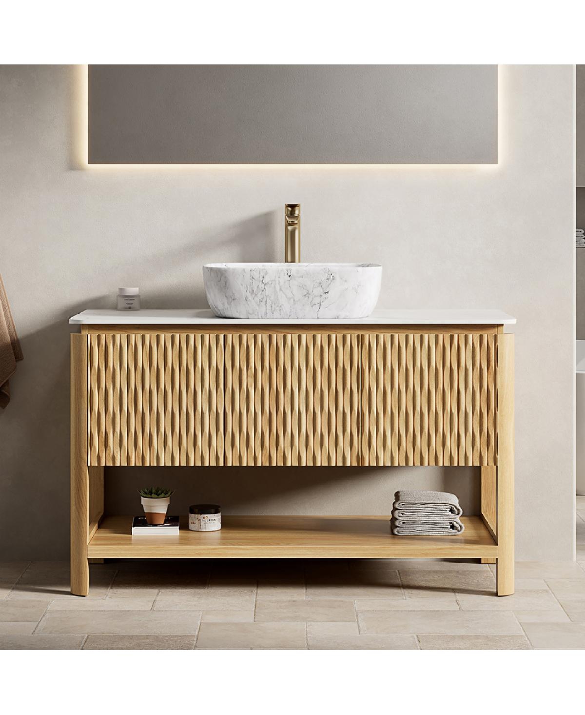 Click here for Sillysis Modern Bathroom Vanity with Fluted Solid... prices