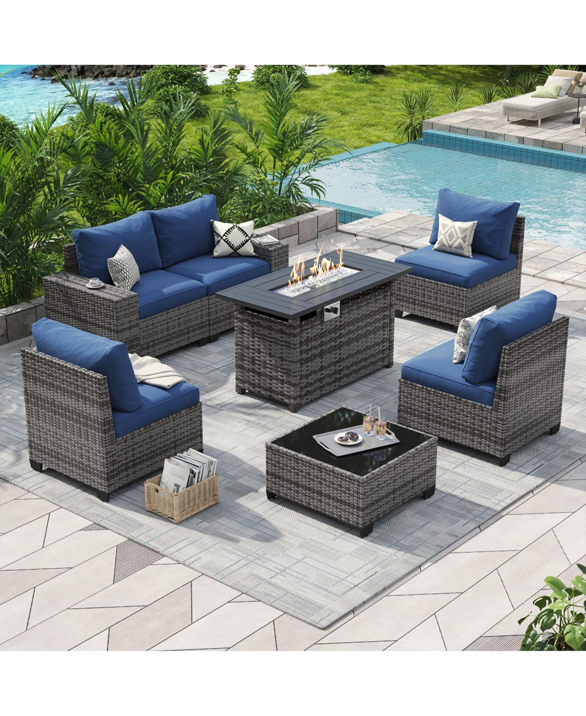 Click here for Aoxun 7-Piece Wicker Outdoor Sectional Sofa Set wi... prices