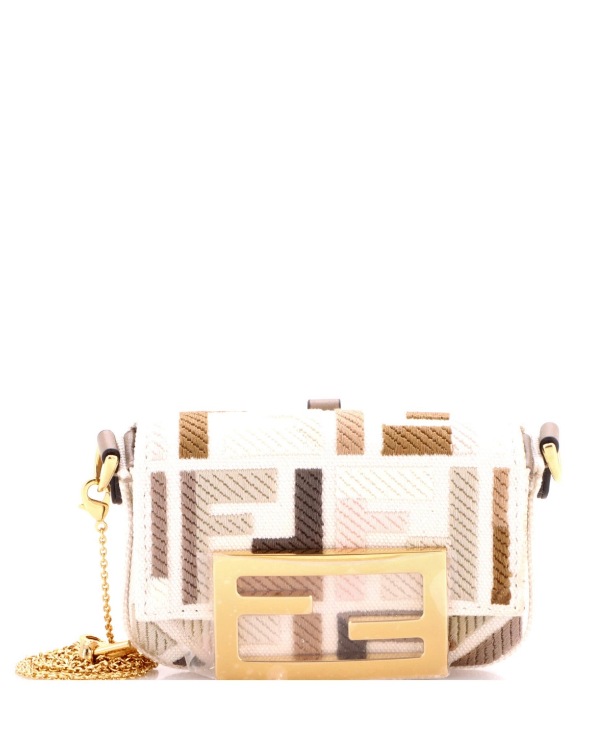 Click here for Pre-Owned Fendi Nano Chain Baguette Charm Bag Zucc... prices