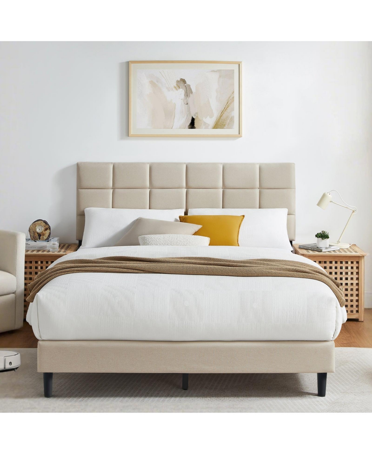 Click here for Sailvan Bed Frame with Fabric Upholstered Headboar... prices