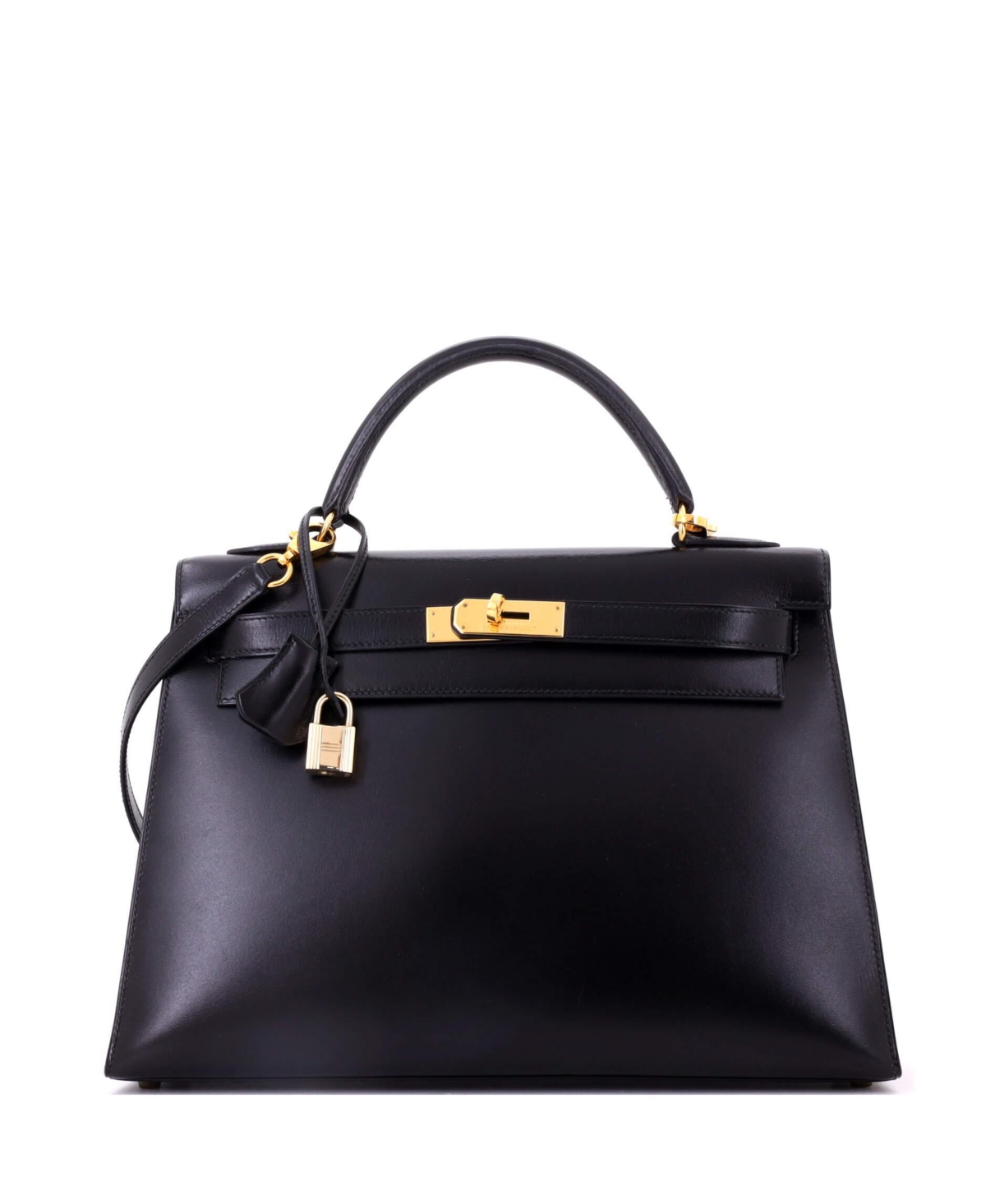 Click here for Pre-Owned HERMES Kelly 32 Handbag Black Box Calf w... prices