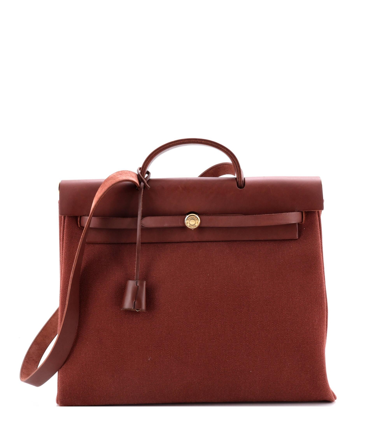 Click here for Pre-Owned HERMES Mm Herbag Toile and Leather - Red prices