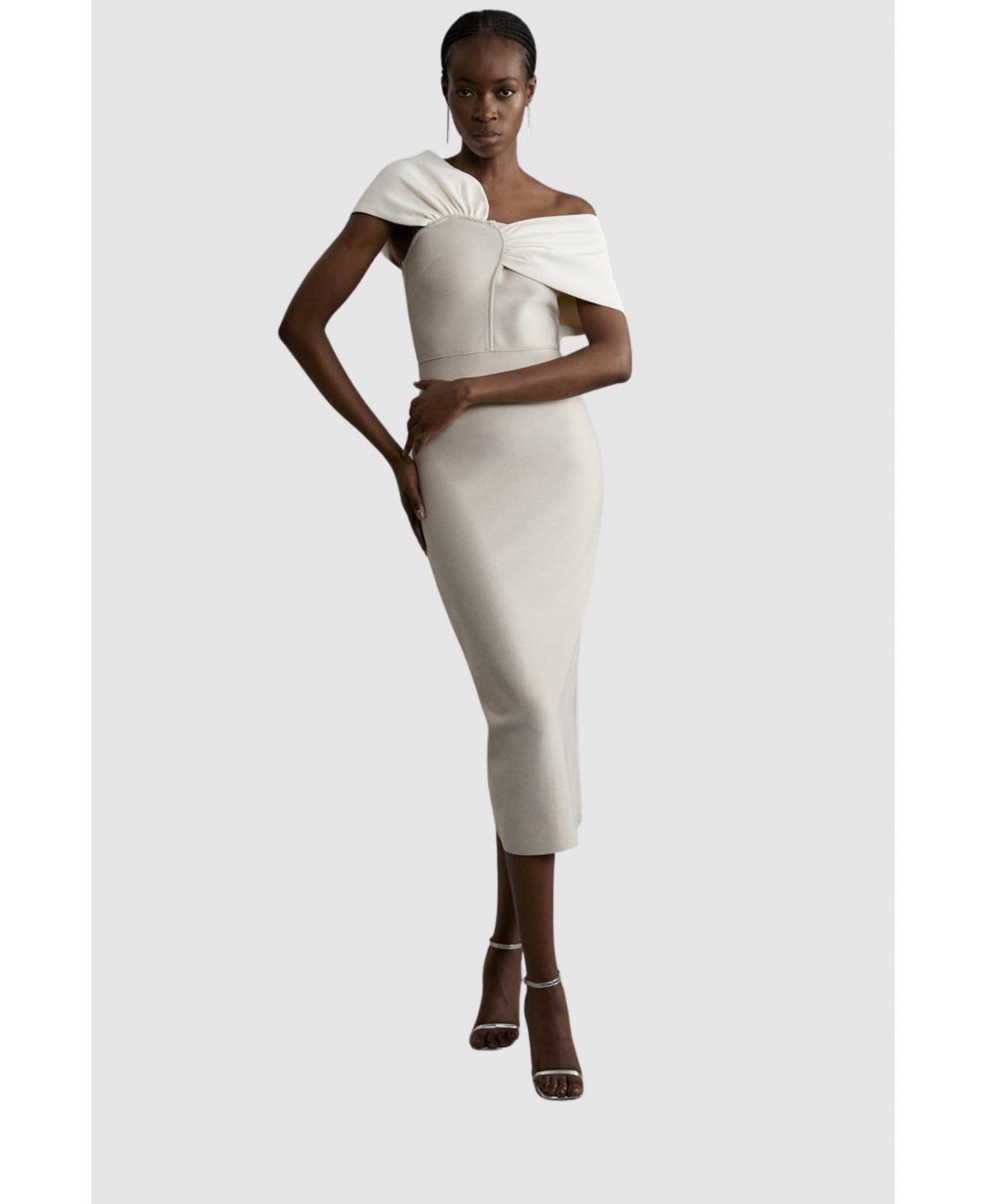 Click here for Karen Millen Womens Asymmetric Strap Knit Midi Dre... prices