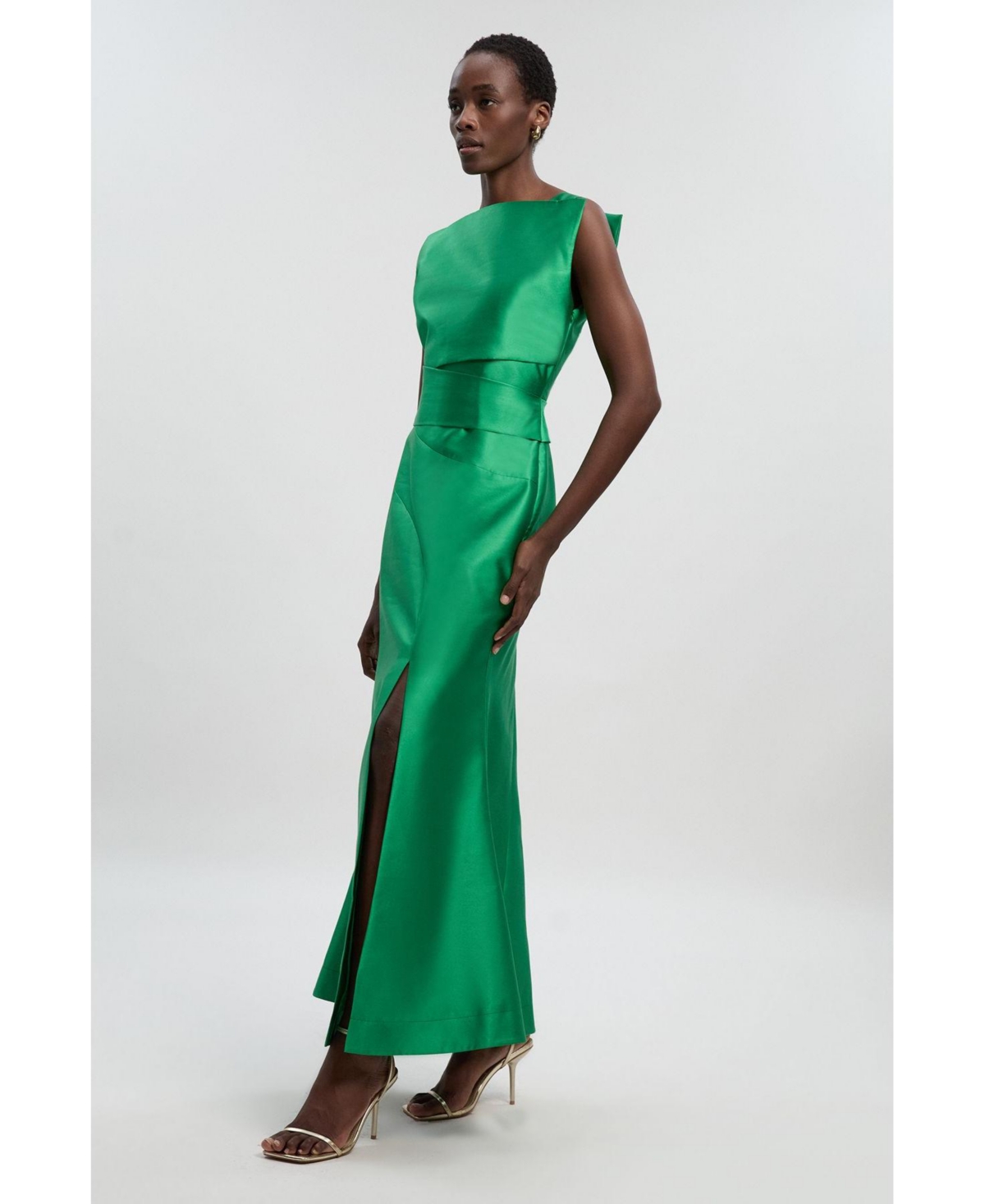 Click here for Karen Millen Womens Satin Twill Draped Maxi Dress... prices