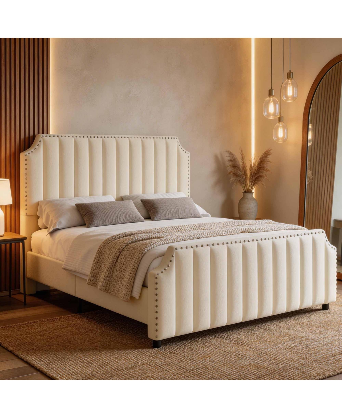 Click here for Homfan Upholstered Bed Frame with Headboard and Fo... prices