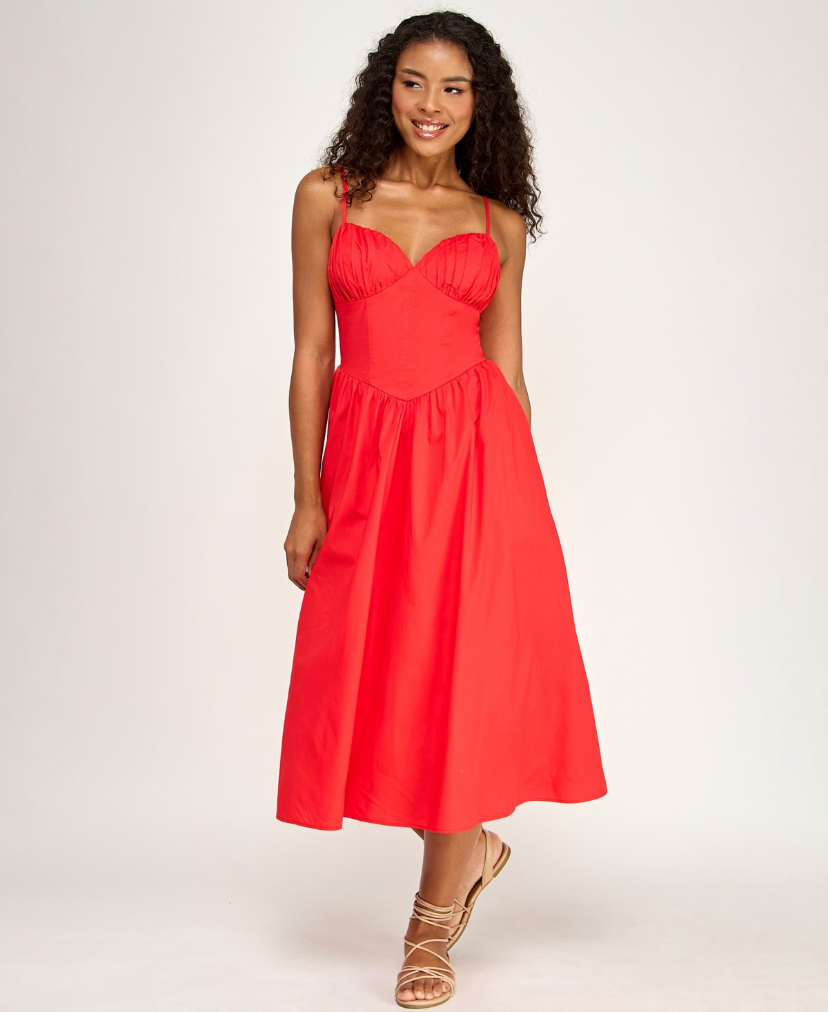 Click here for Seni & Cade Juniors Pleated Midi Dress - Cherry prices