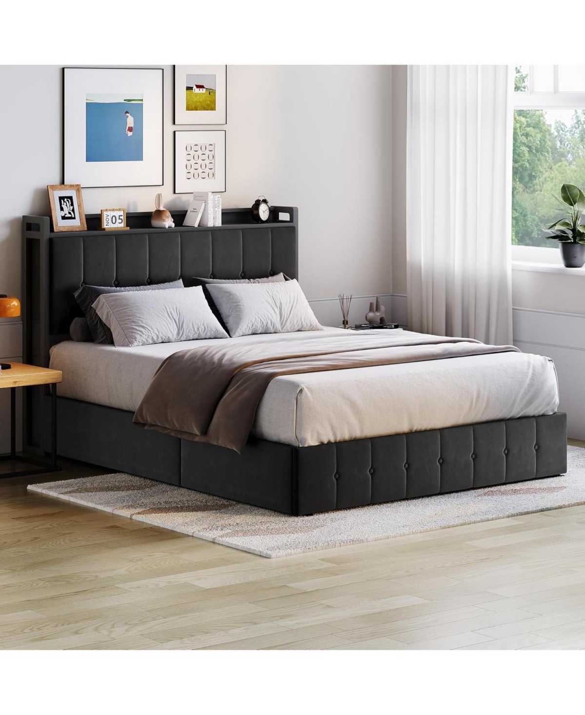 Click here for gaomon Upholstered Bed Frame with Lift-Up Storage... prices