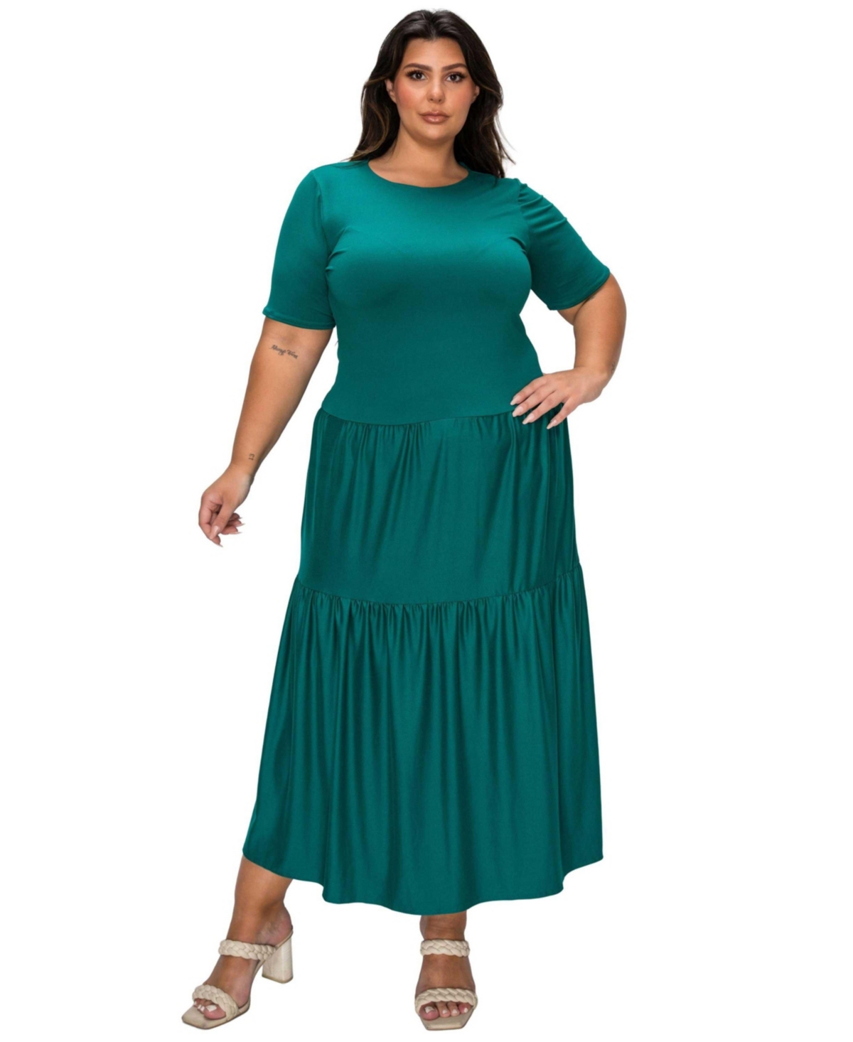 Click here for L I V D Plus Size Jourdan Tiered Maxi Dress - Dark... prices