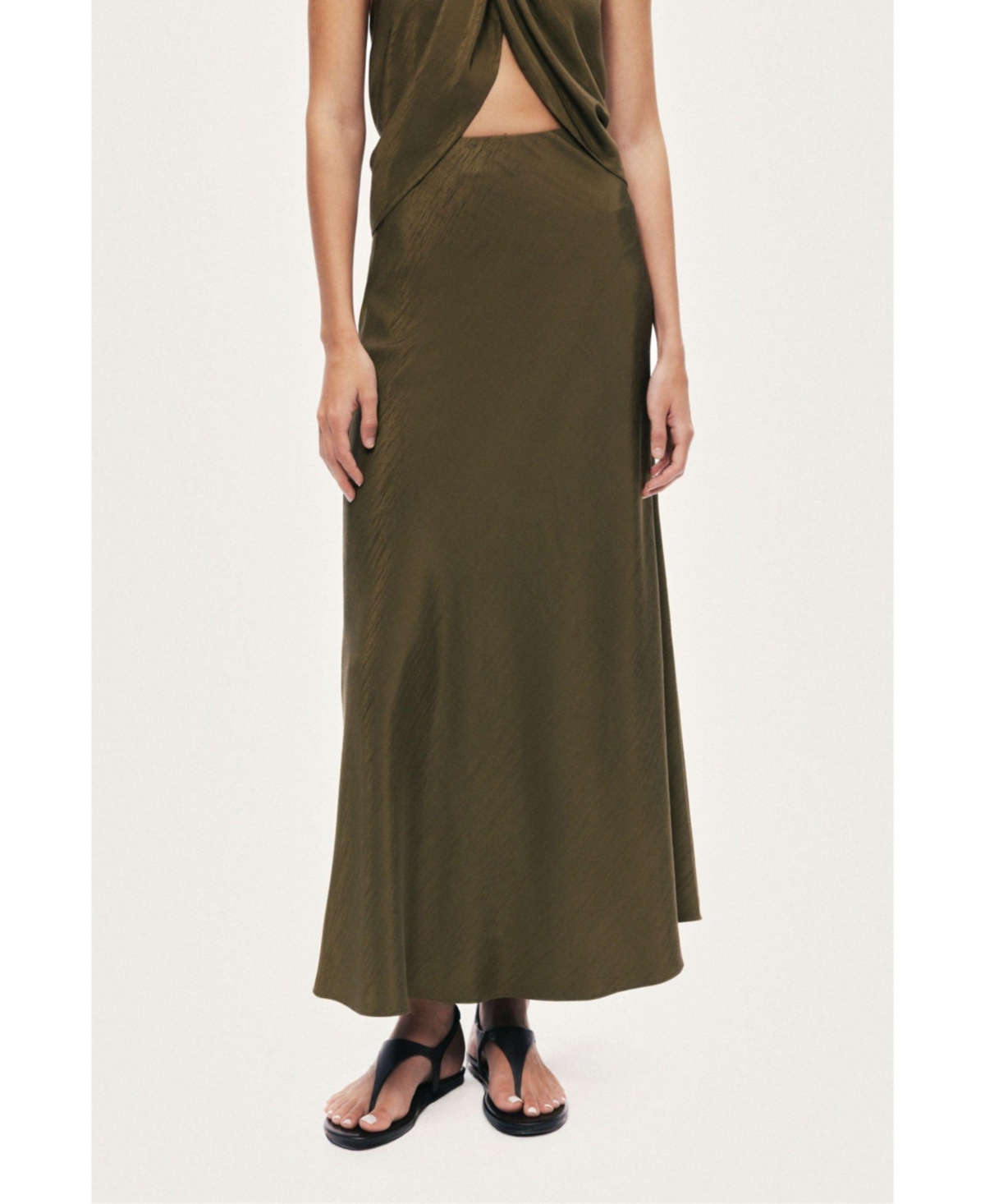 Click here for Nocturne Womens Flared Midi Skirt - Khaki prices