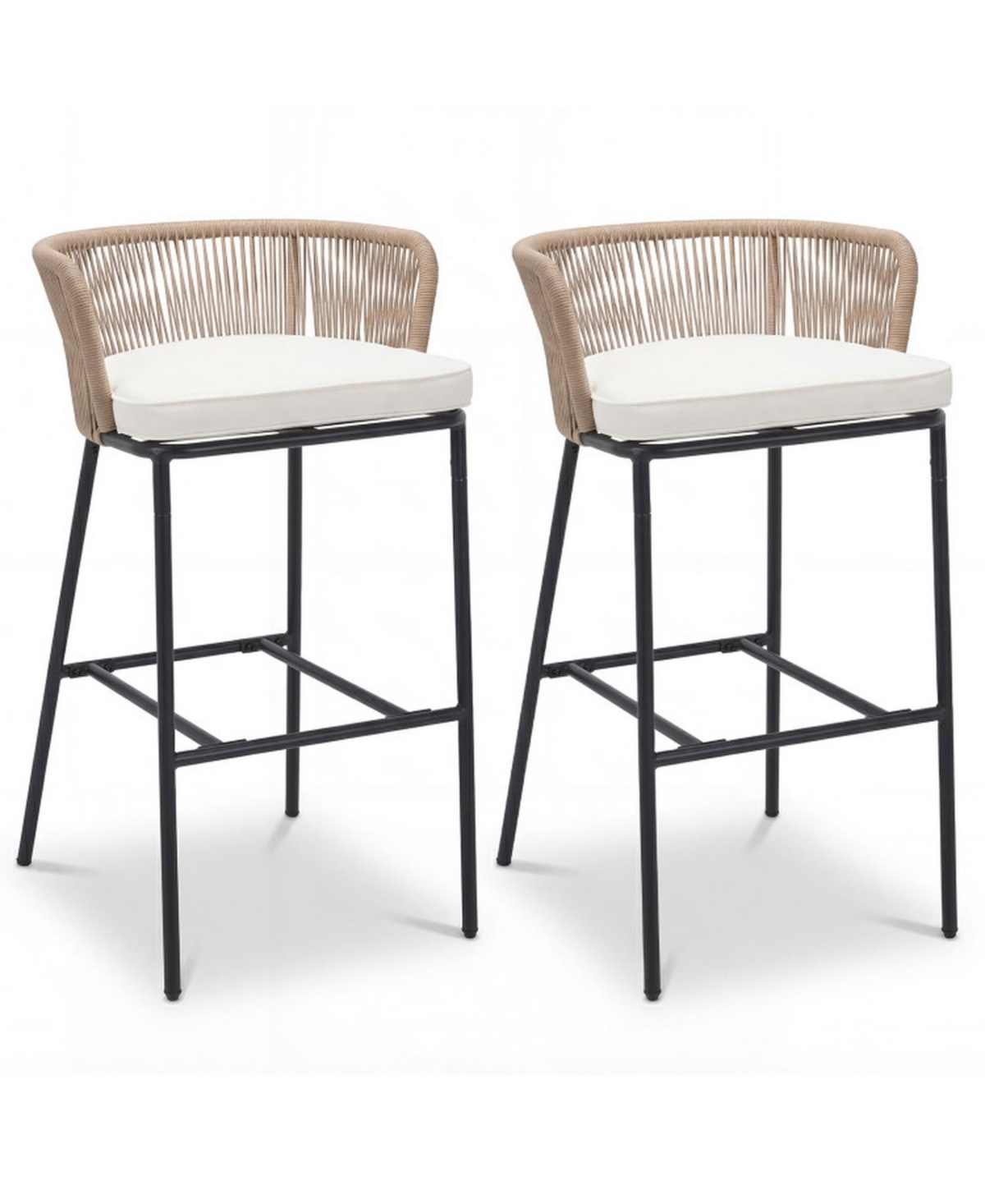 Click here for Gouun Set of 2 Bar-Height Woven Rope Patio Chairs... prices