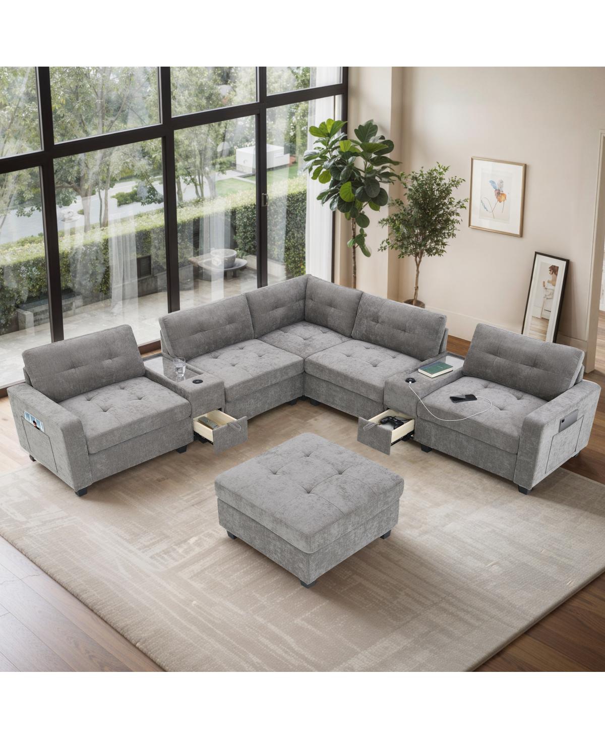 Click here for Streamdale Furniture104 Sectional Sofa with Ottoma... prices