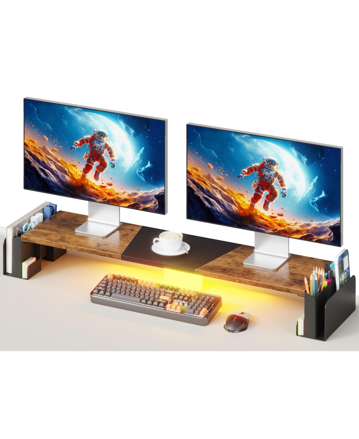 Click here for Gnuadz Dual Monitor Stand Riser Drawer 3 Shelf Adj... prices