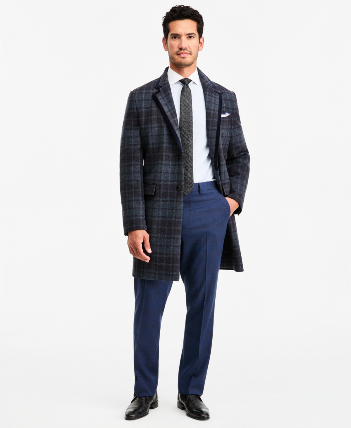 Click here for Tayion Collection Mens Classic-Fit Blue Plaid Over... prices