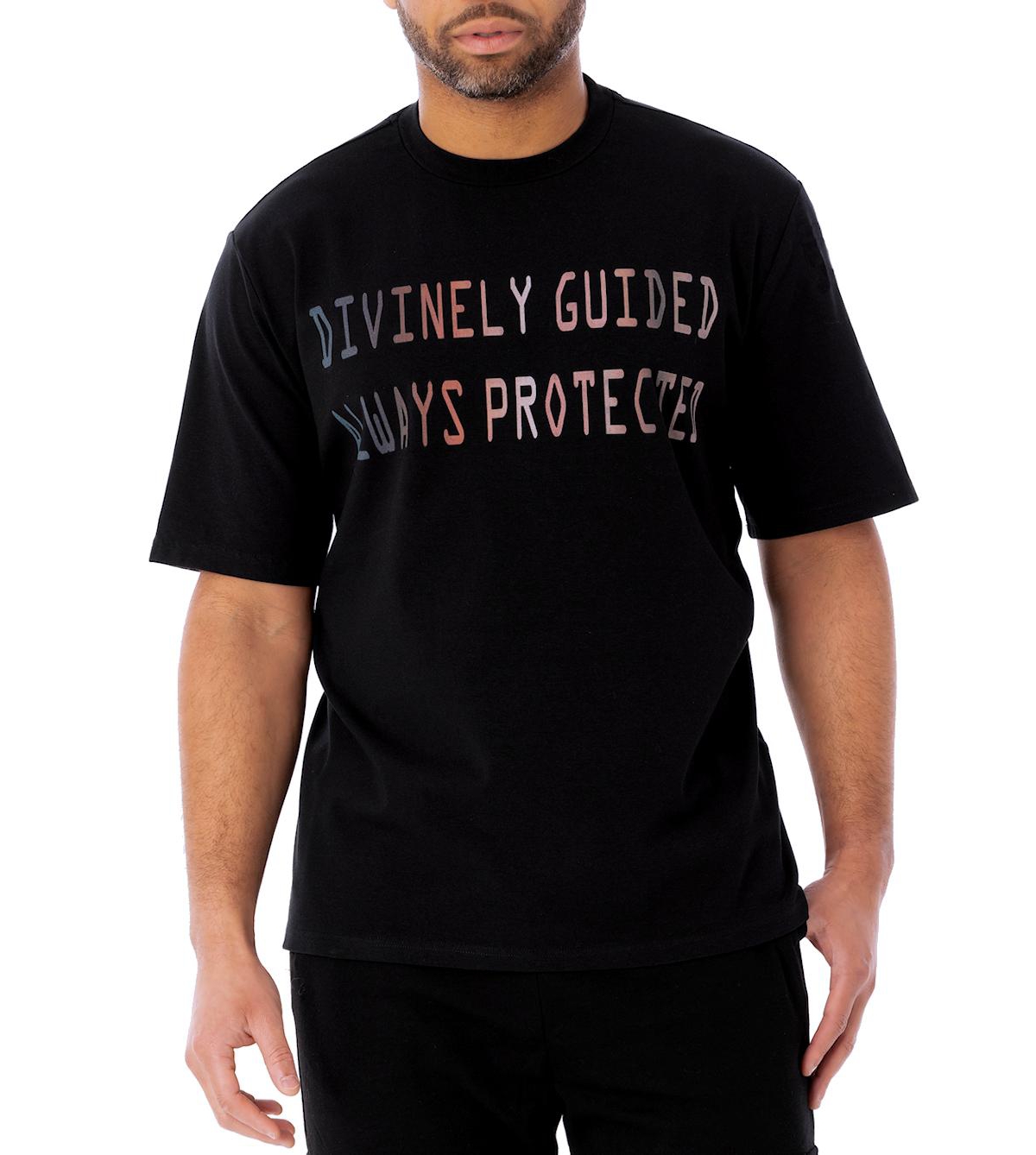 Click here for Dai Moda Mens Divinely Guided T-Shirt - Black prices