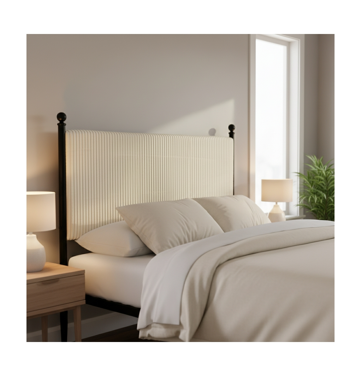 Click here for Homfan Modern Corduroy Upholstered Bed Frame with... prices