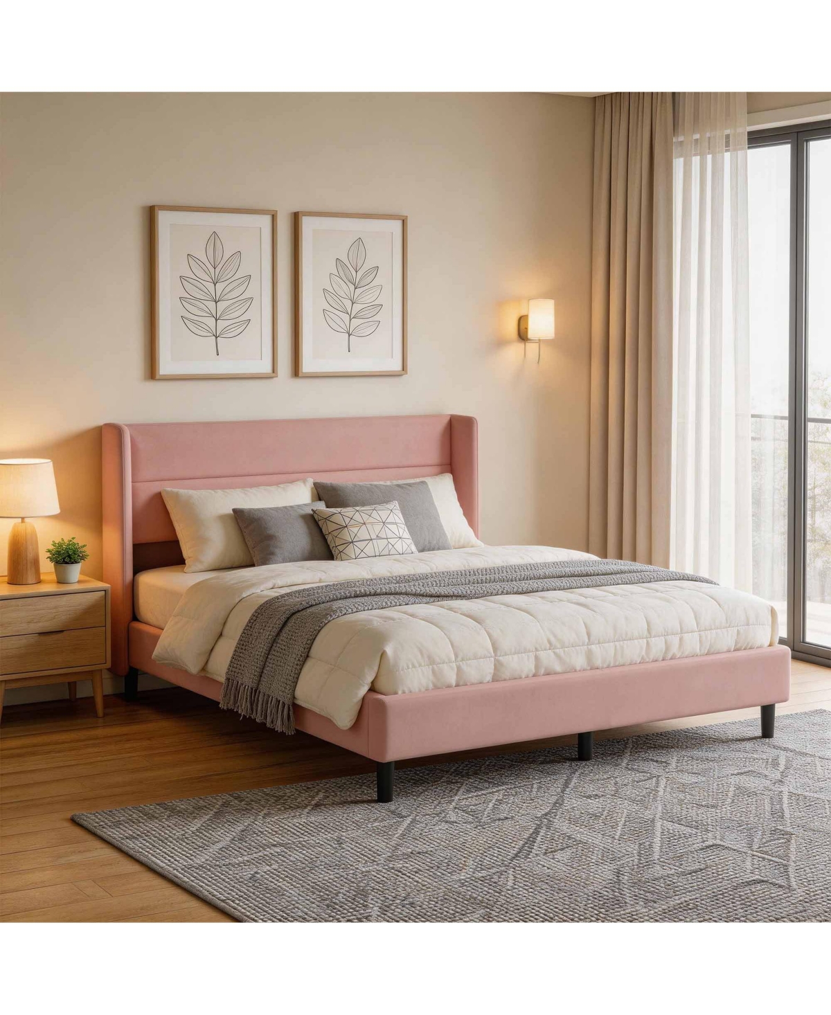 Click here for gaomon Modern Velvet Wingback Upholstered Bed Fram... prices