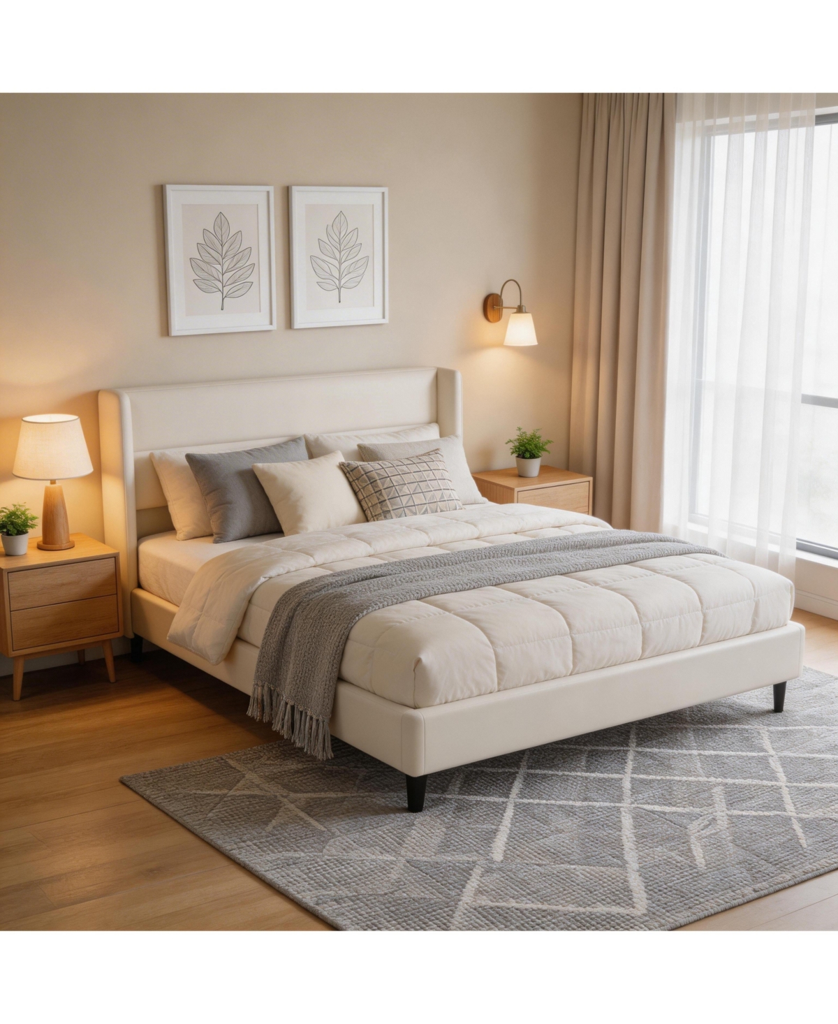 Click here for gaomon Modern Velvet Wingback Upholstered Bed Fram... prices