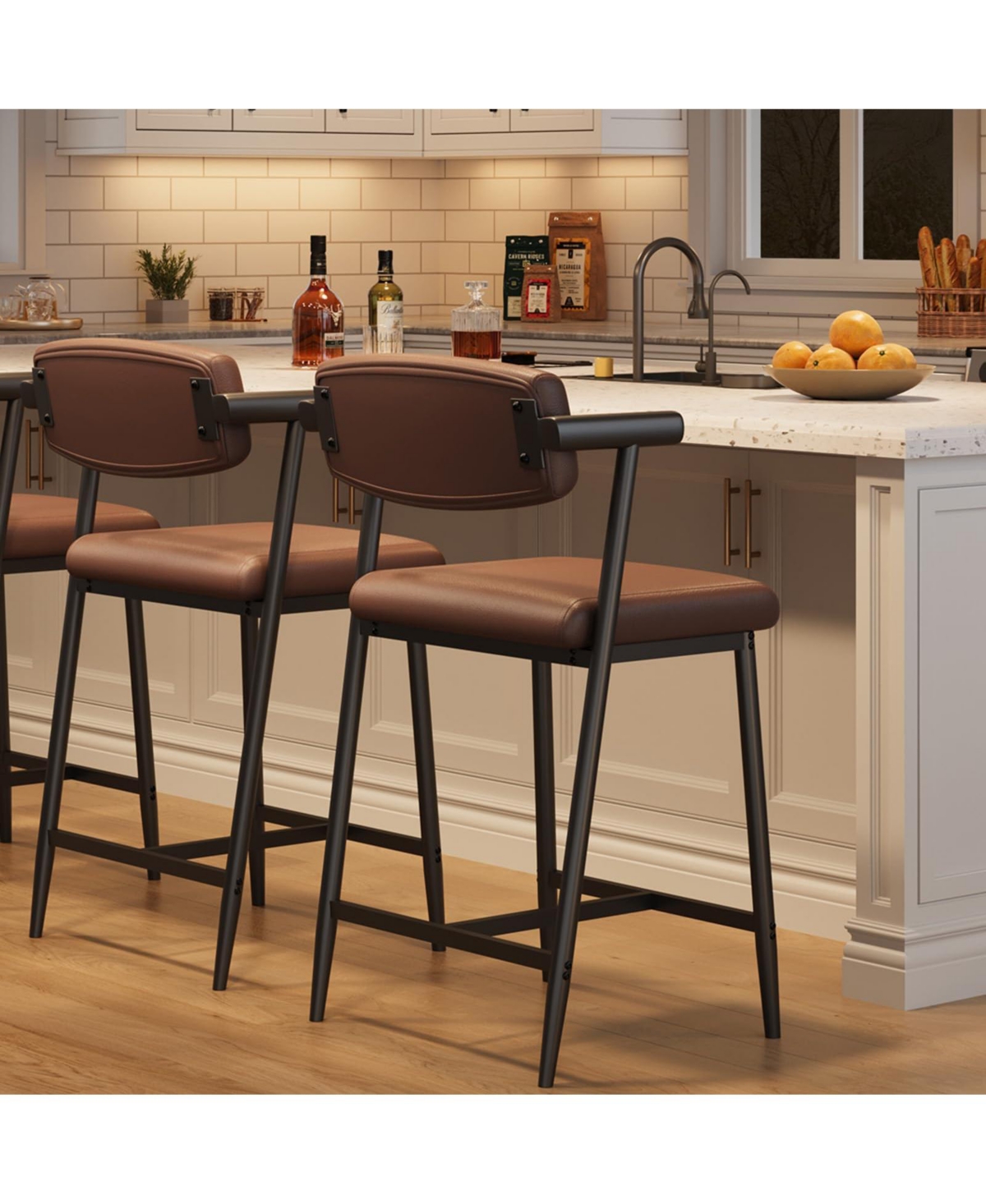 Click here for gaomon Set of 2 Counter Stools with Armrest  Uphol... prices