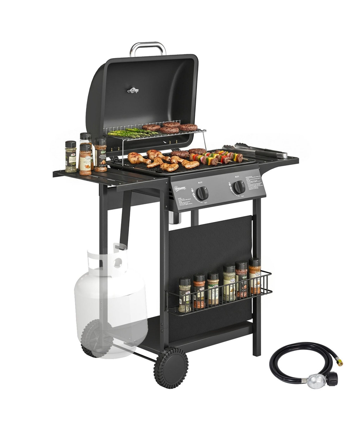 Click here for Outsunny 2 Burner Propane Gas Grill  18000 Btu Bbq... prices