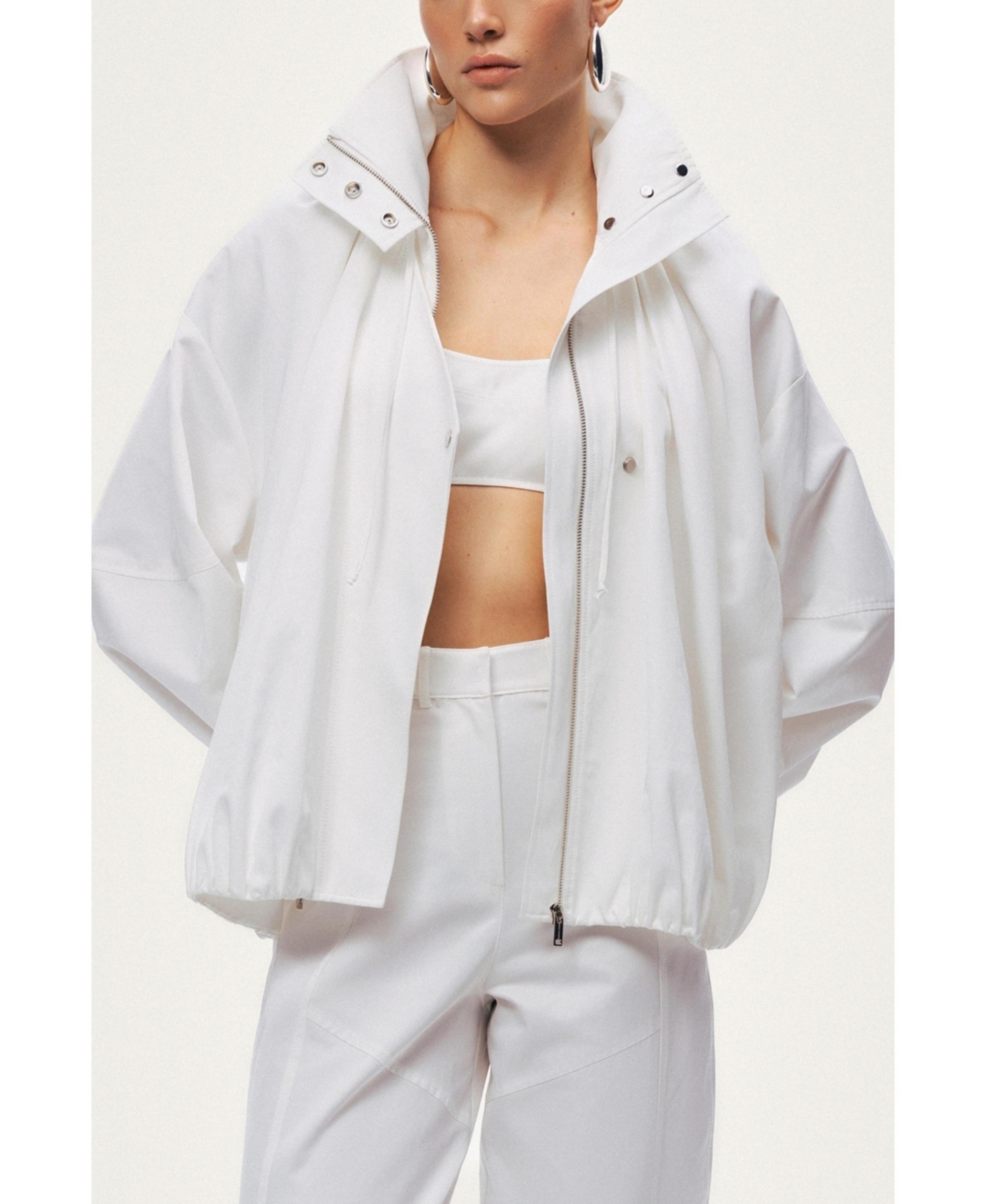 Click here for Nocturne Womens Oversized Zip-Front Jacket - White prices