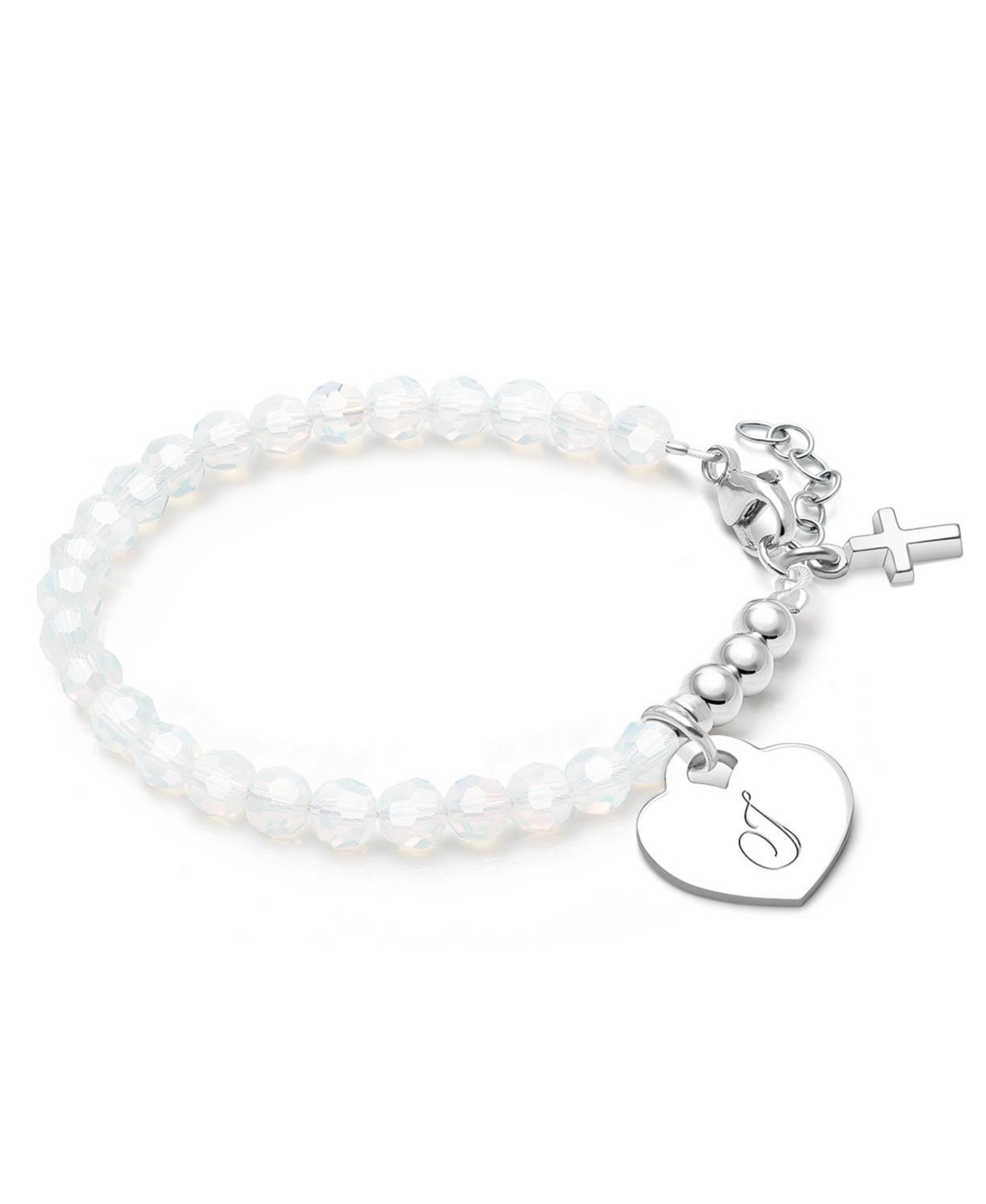 Tiny Blessings Childrens Sterling Silver Signature White Crystal with Cross Girls 5.25 Bracelet