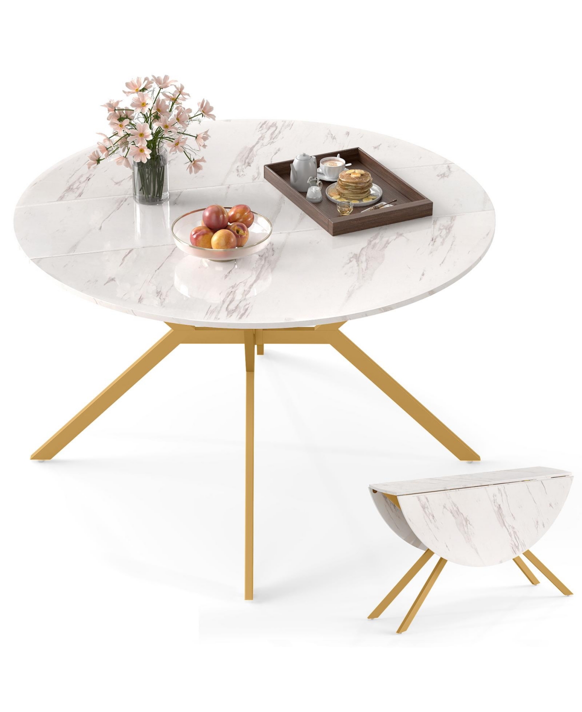Click here for Sugift 47 in Folding Round Dining Table with Drop... prices