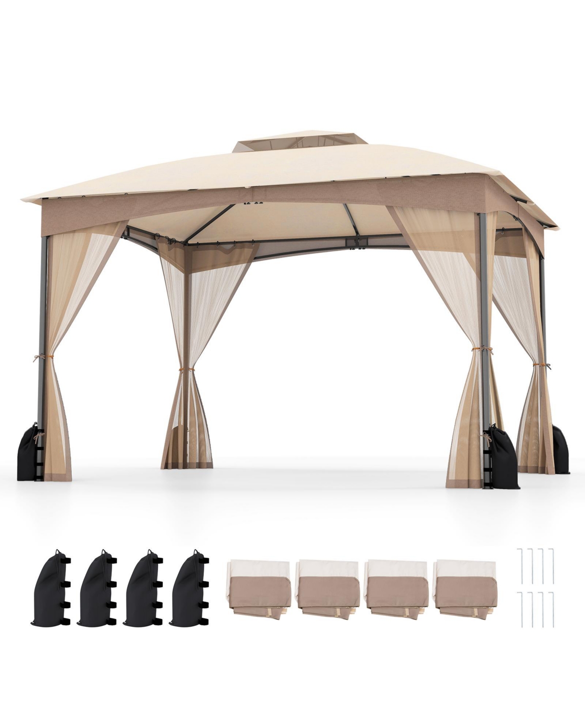 Click here for Slickblue 10 X 12 Ft Patio Gazebo with Netting Wal... prices
