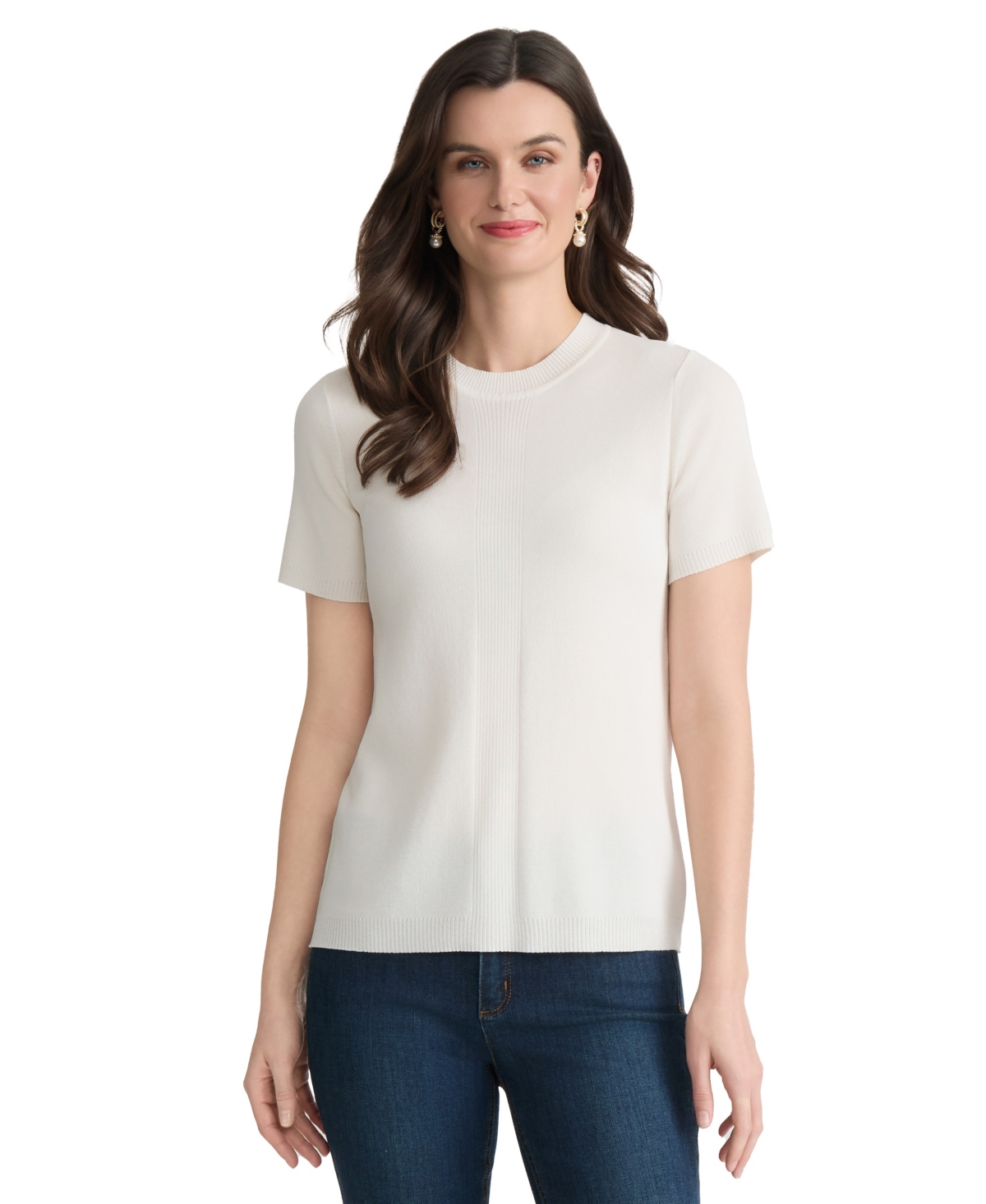 Click here for Jones New York Womens Crewneck T-Shirt - White San... prices