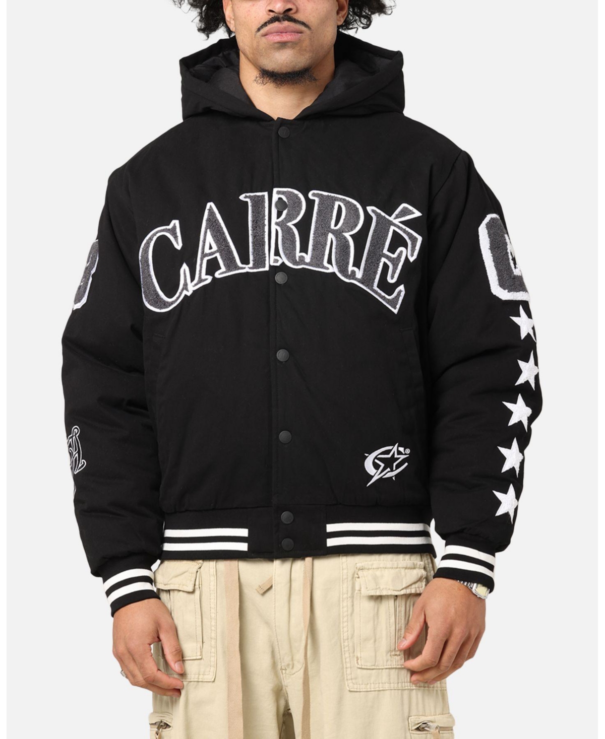 Click here for Carre Mens Star Varsity Jacket - Black prices