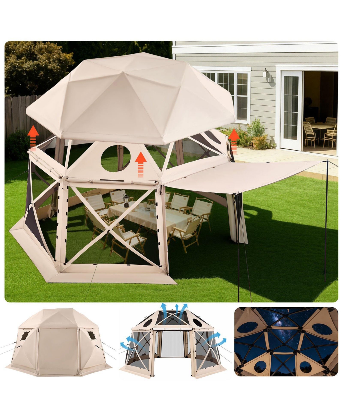 Click here for 15 x 15 Ft Pop-Up Spherical Gazebo Screen Tent for... prices