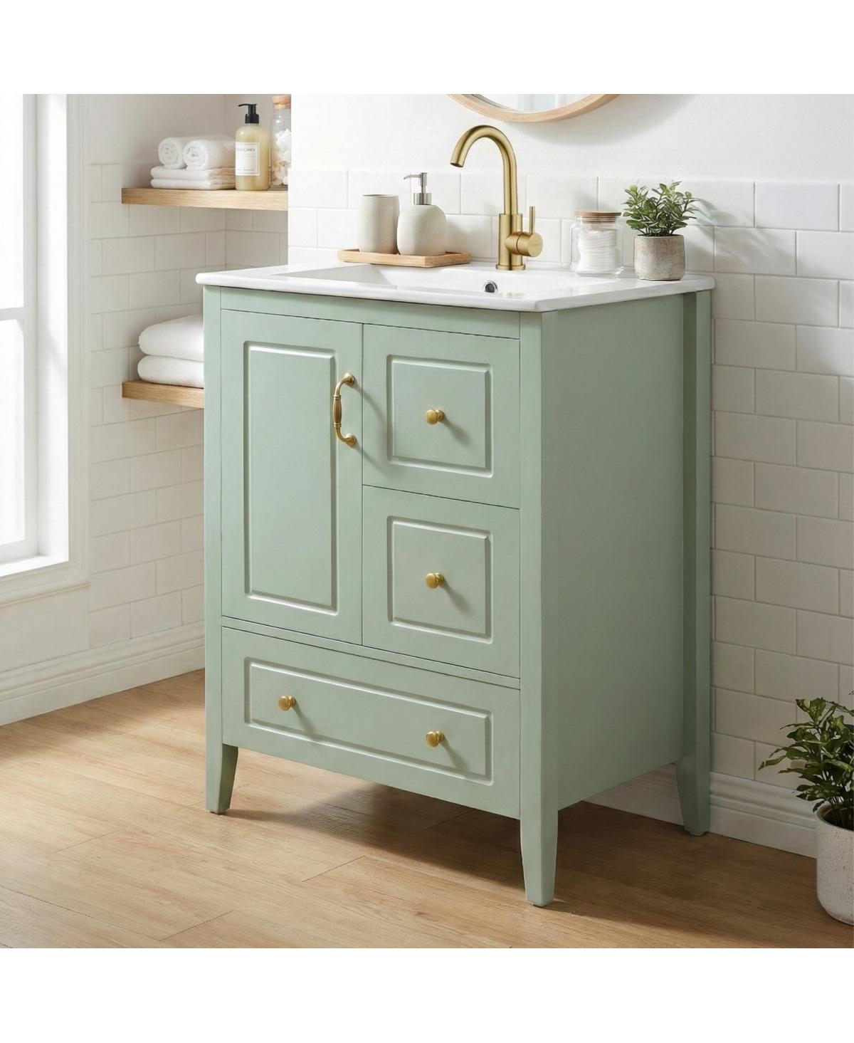 Click here for Sillysis 24 Light Green Bathroom Vanity with Ceram... prices