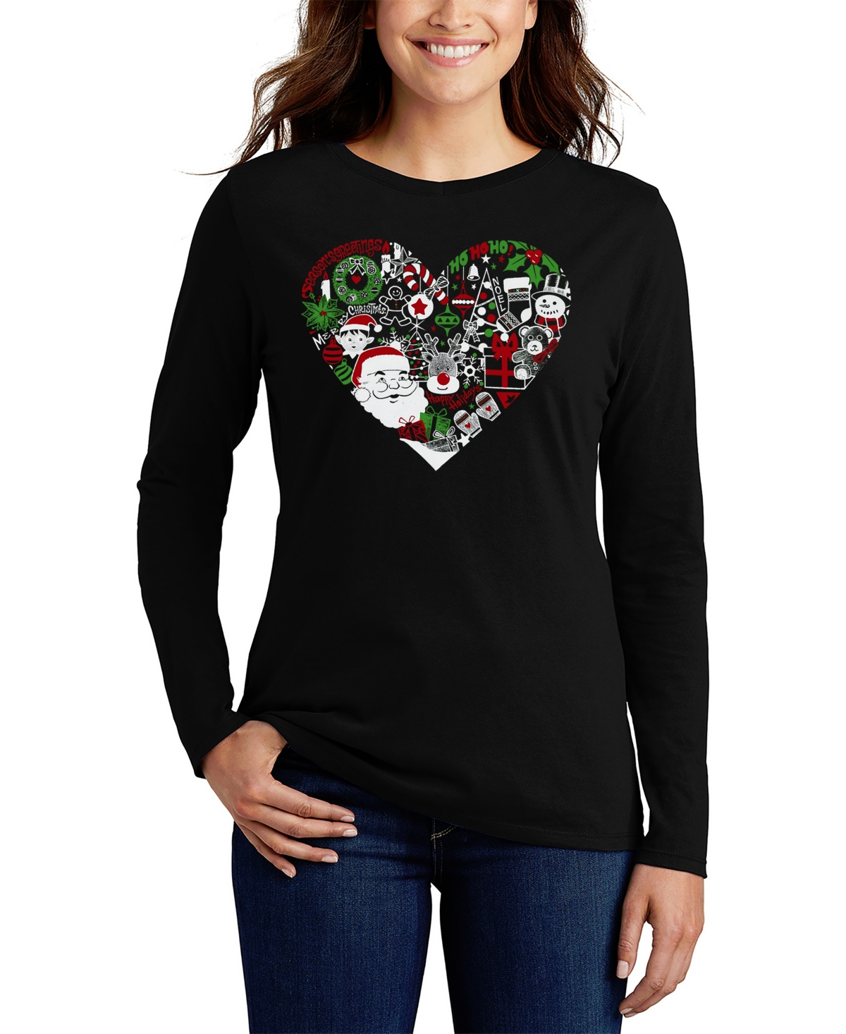 Click here for La Pop Art Womens Christmas Themed Heart Word Art... prices