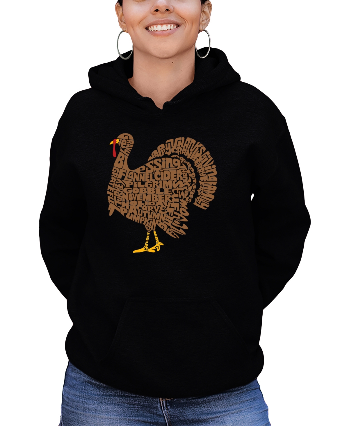 Click here for La Pop Art Womens Thankgiving Turkey Word Art Hood... prices