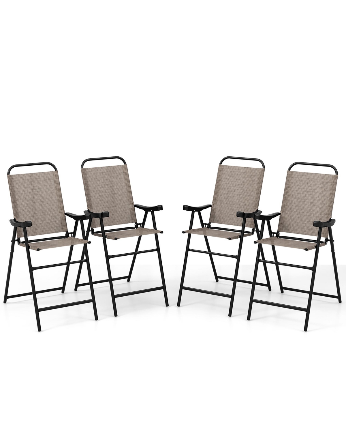 Click here for Gymax 4 Pcs Patio Bar Chair Folding Bar Height Met... prices
