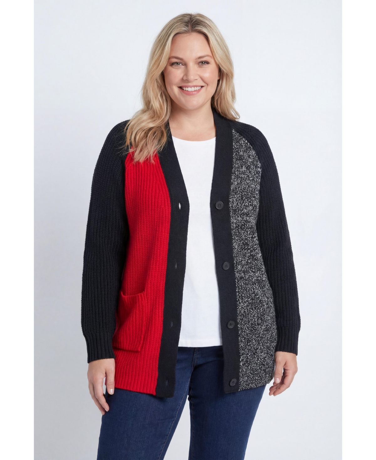 Click here for Woman Within Womens Within Button-Front Shaker Car... prices