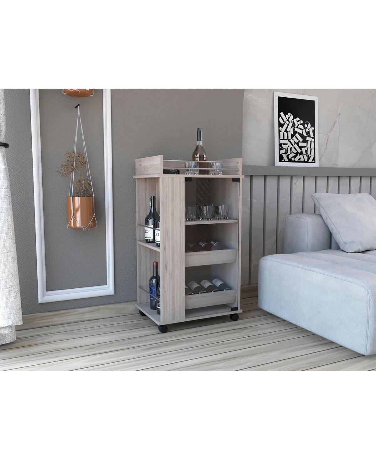 Click here for flynama Bar Cart with Glass Door  2-Side Shelves a... prices