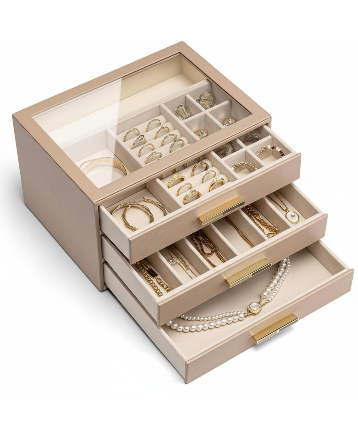 Click here for Yigii 3-Layer Organizer with Drawers Glass Lid Dis... prices