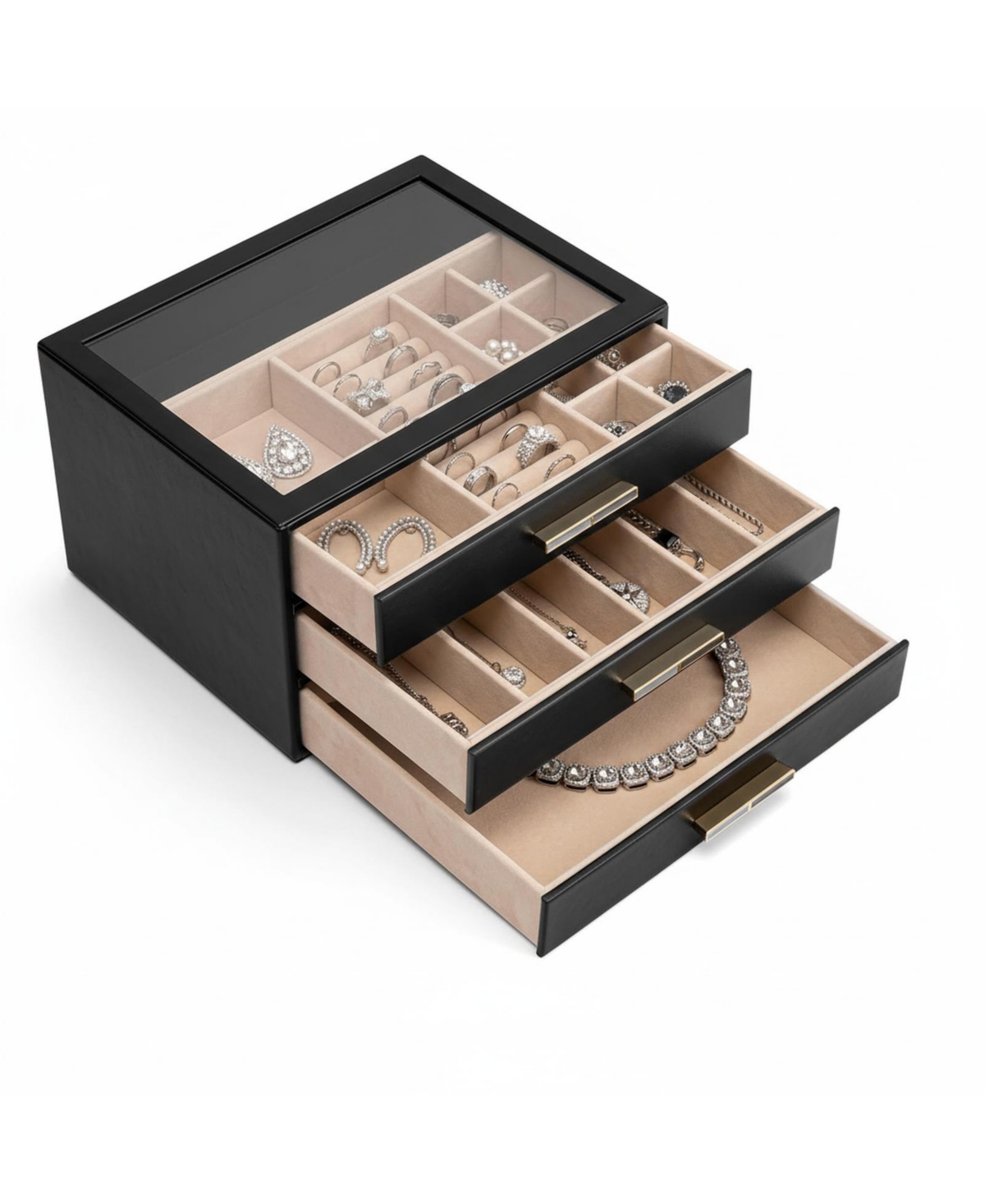 Click here for Yigii 3-Layer Organizer with Drawers Glass Lid Dis... prices