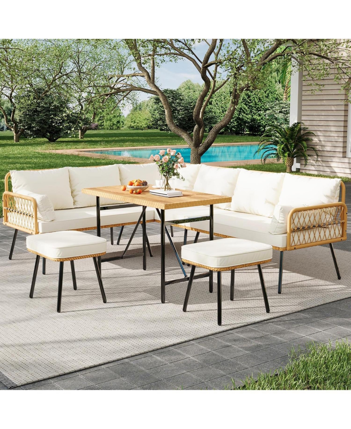 Click here for gaomon 6 Pieces Outdoor Patio Furniture Set with T... prices