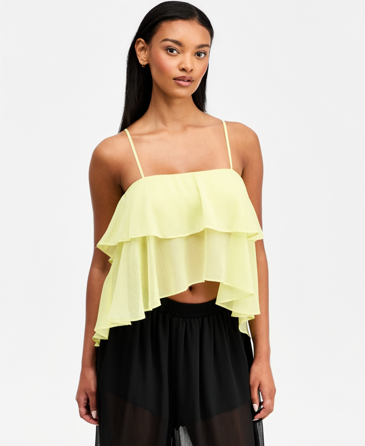 Click here for Bar Iii Womens High-Low Hem Tiered Chiffon Tank To... prices