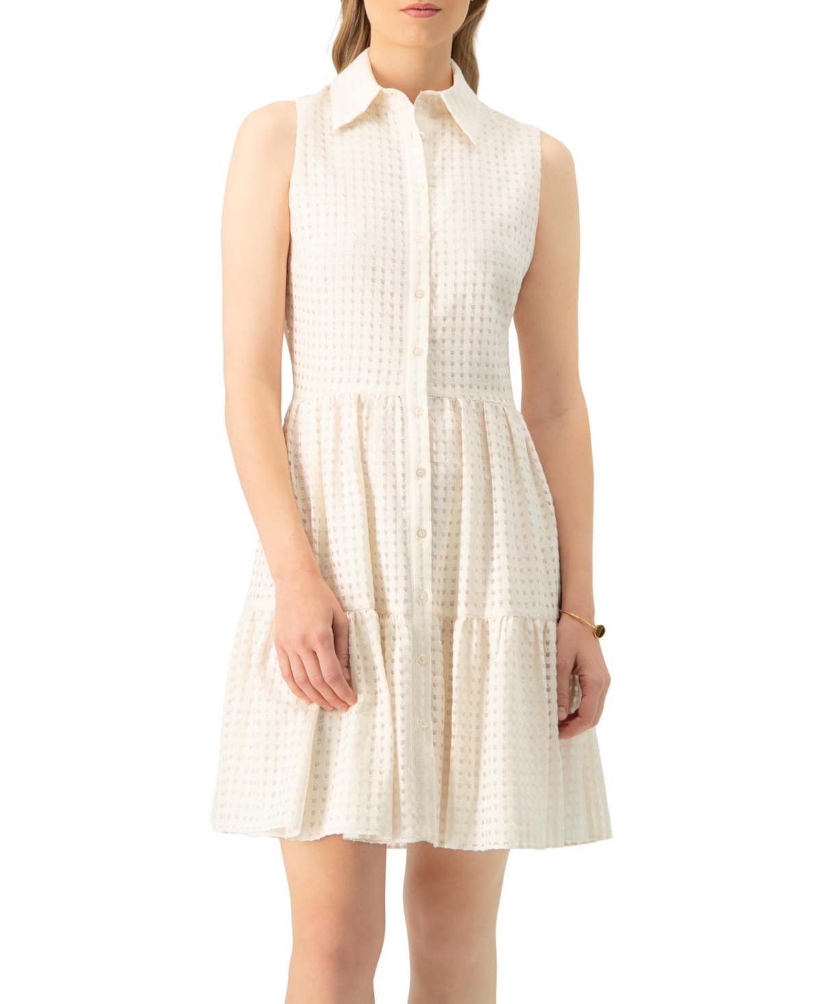 Click here for Ivonne Womens Button-Up Sleeveless A-Line Knit Dre... prices